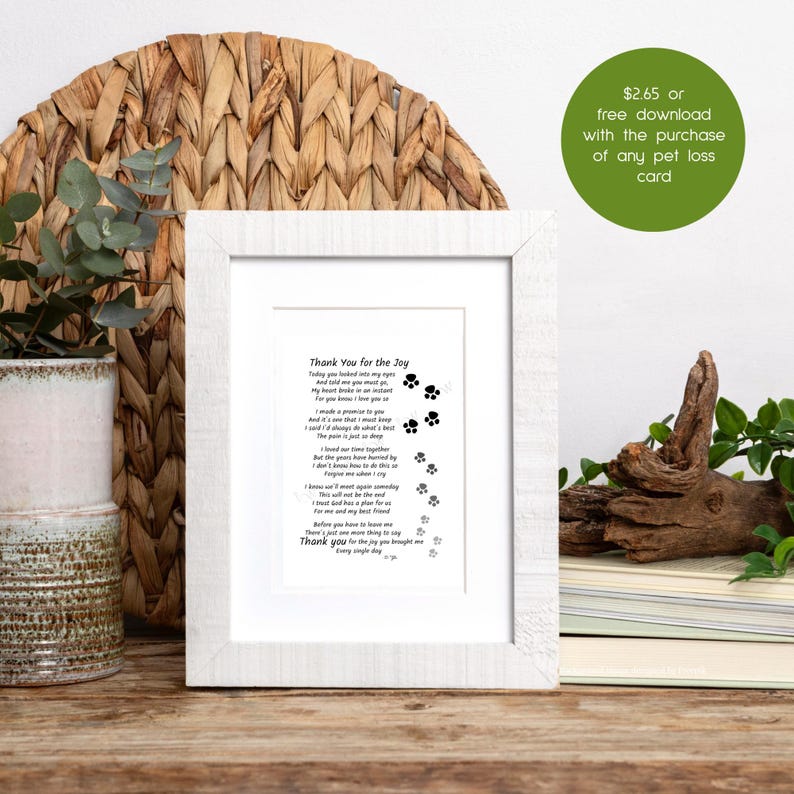 Printable Pet Loss Poem, Digital Download, 8x10, 5x7, Gift for Someone ...