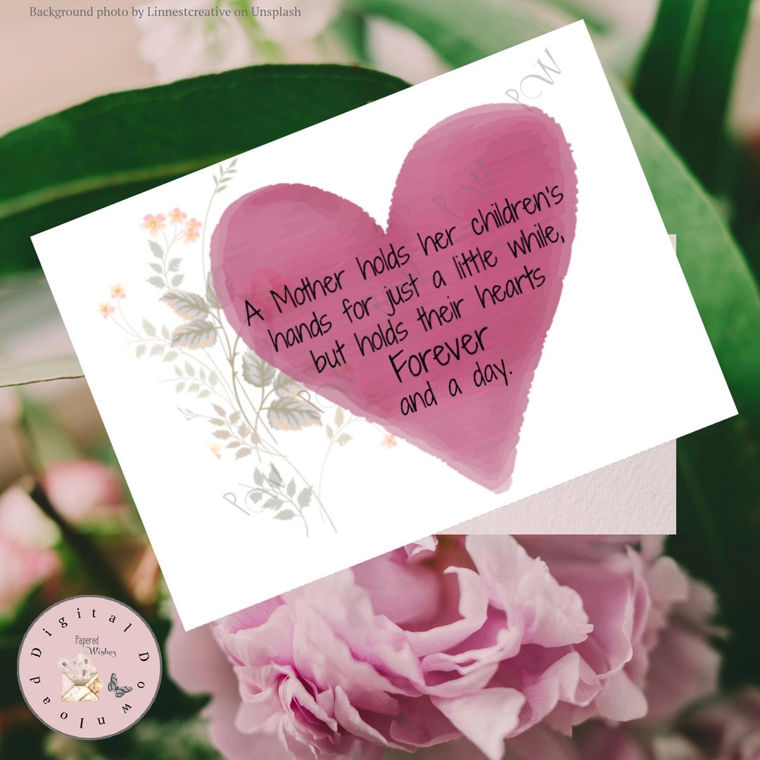 Heartfelt Mother's Day Card, Printable Floral Design (PDF/JPG Download ...