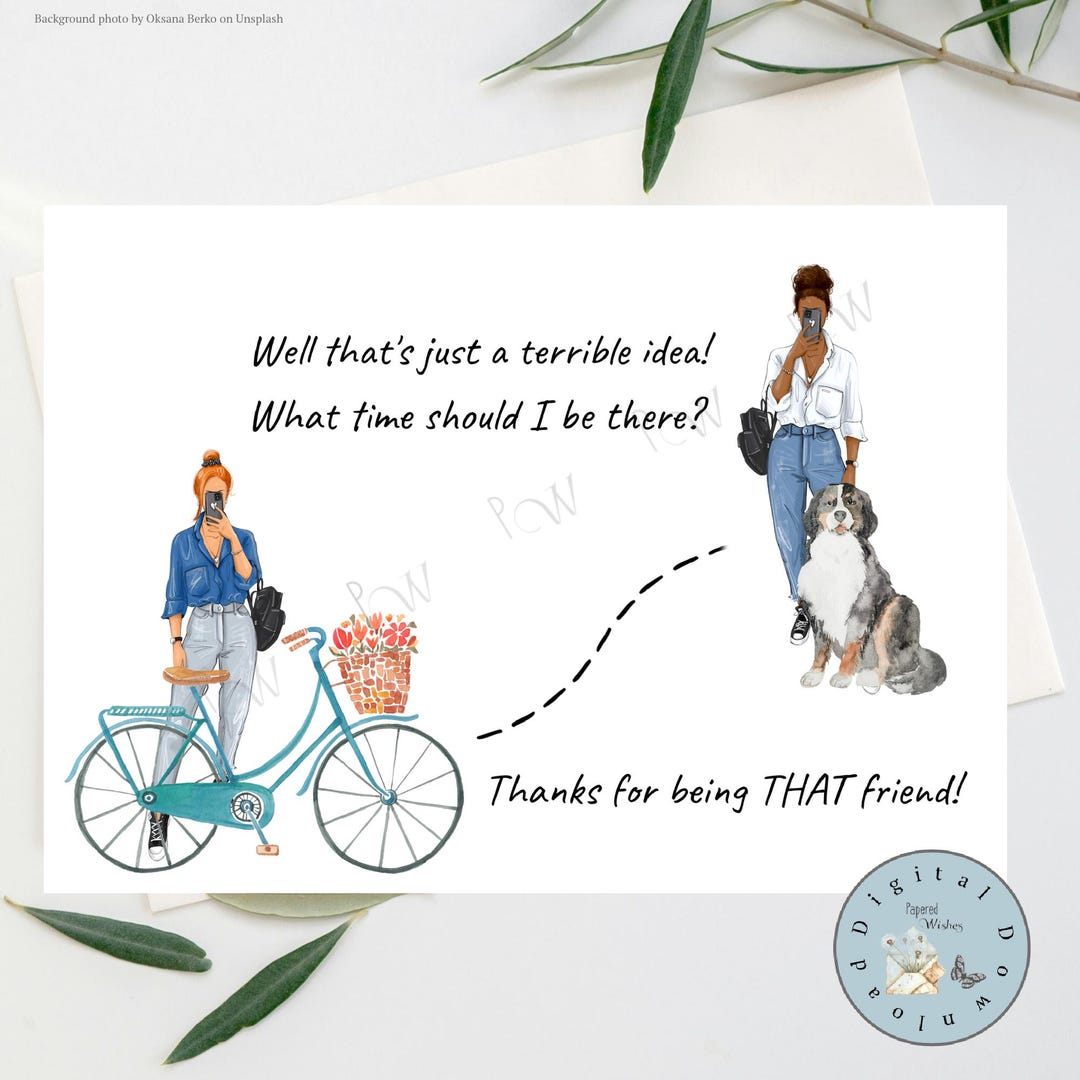 Printable Greeting Card, BFF Card, Thinking of You Card, Friendship ...