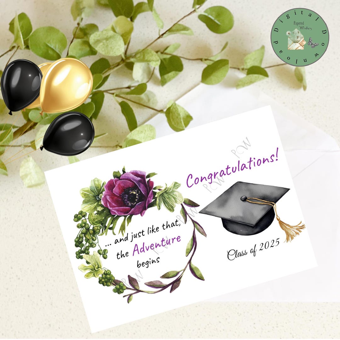 Printable 5 X 7 Graduation Card, Floral Wreath Graduation Card, the ...
