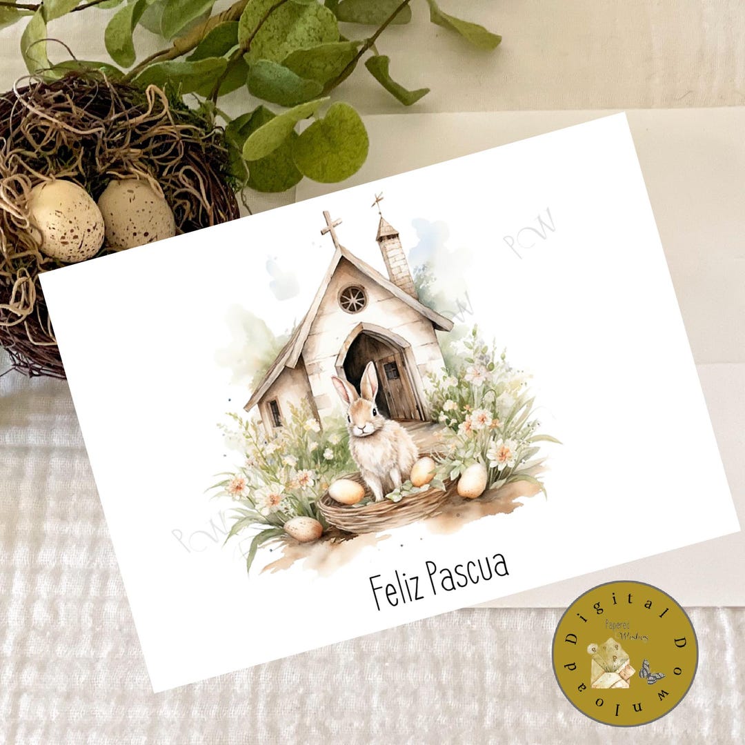 Feliz Pascua Easter Card, Spanish Greeting (digital Download 5x7in PDF ...