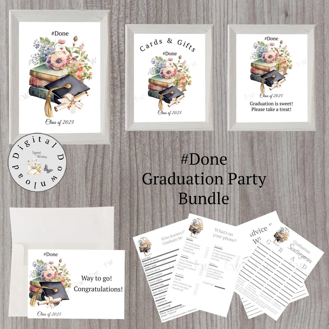 Printable Graduation Bundle, #done Grad Theme, Graduation Package ...