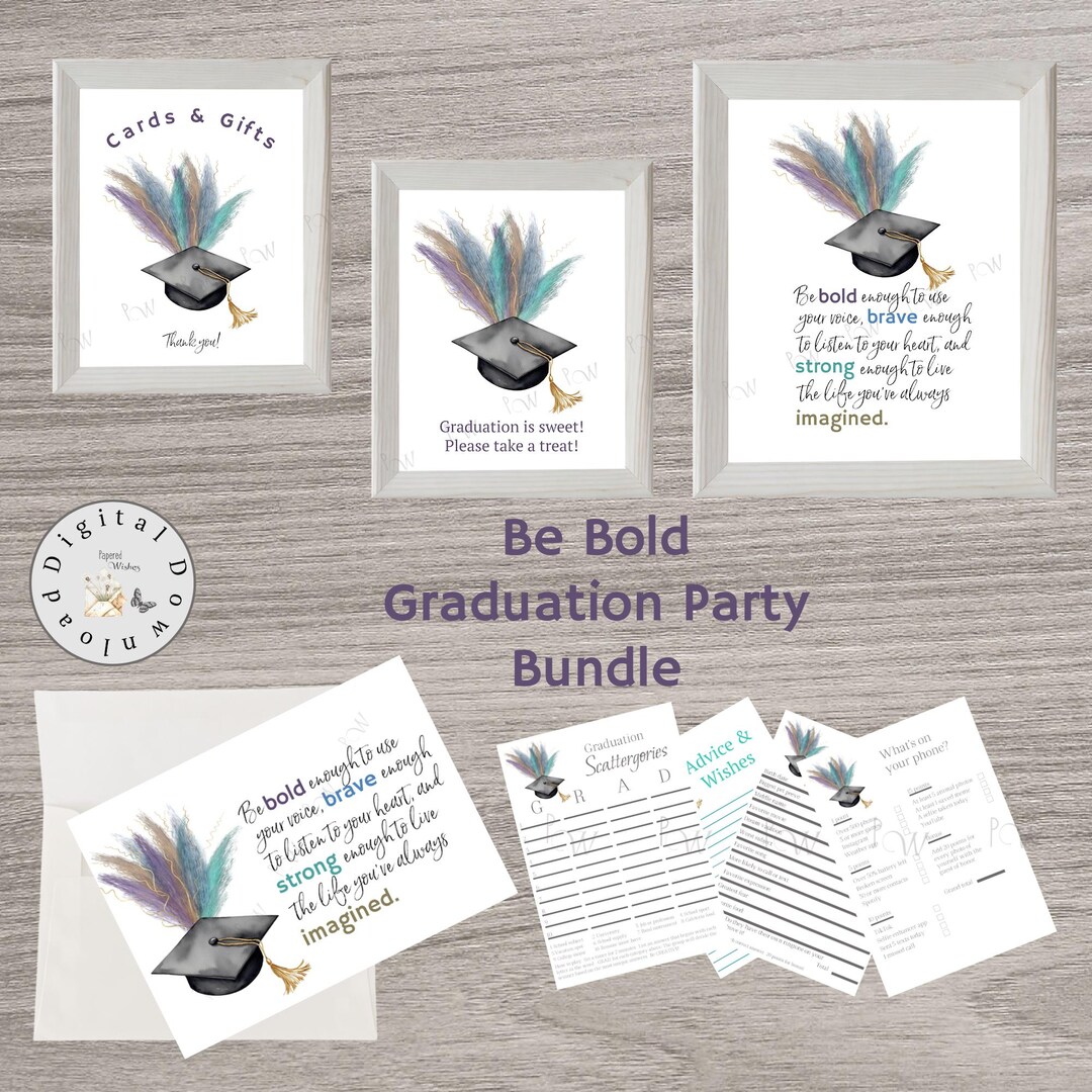Printable Graduation Bundle, Graduation Card, Graduation Party Signs ...
