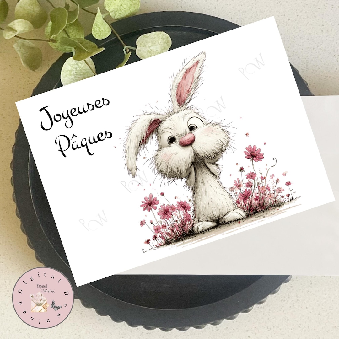 French Easter Bunny Card, Joyeuses Paques, 5x7 (digital Download) - Etsy