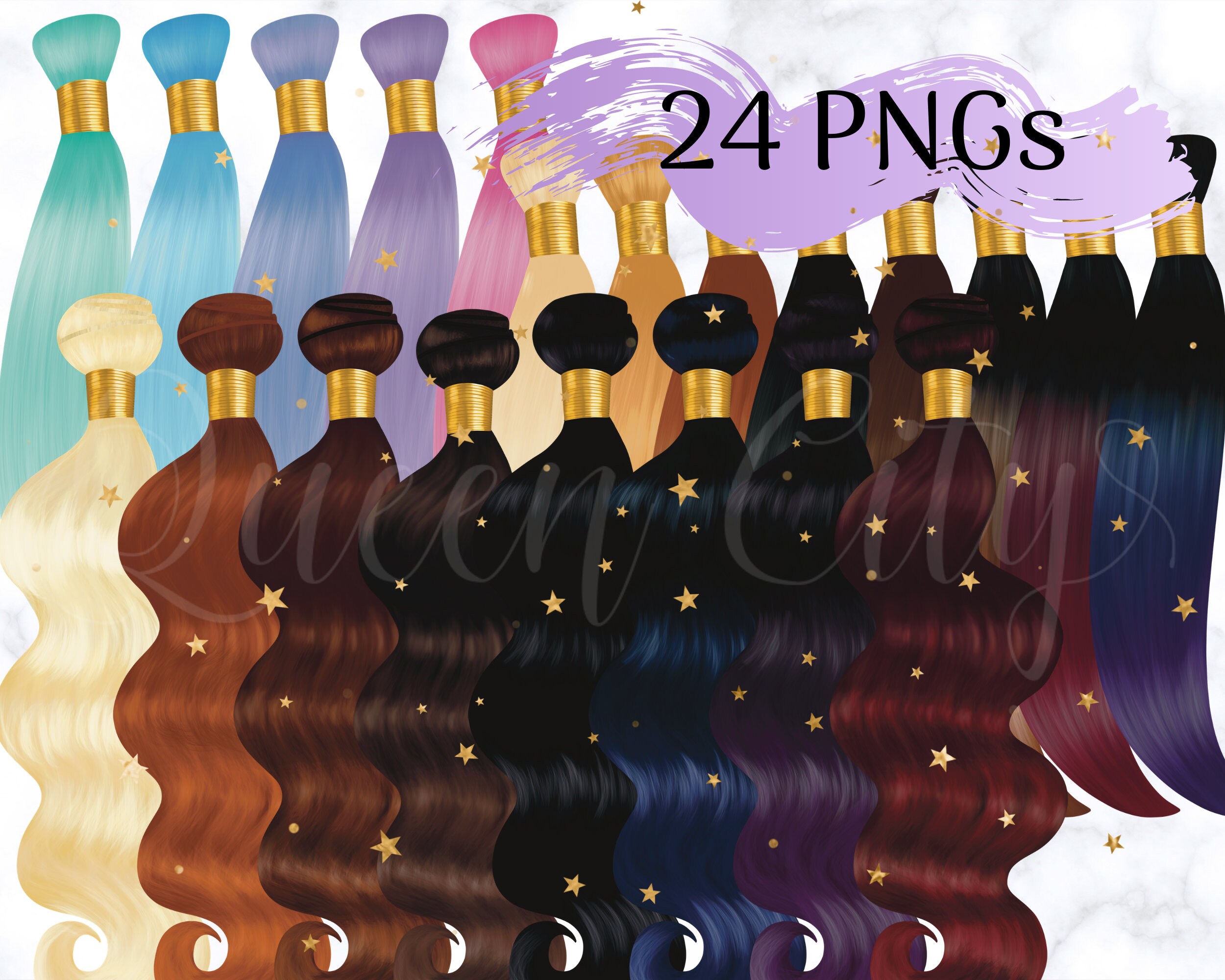 Hair Bundle Clipart 24 Pngs DIY Online Hair Price Flyers | Etsy