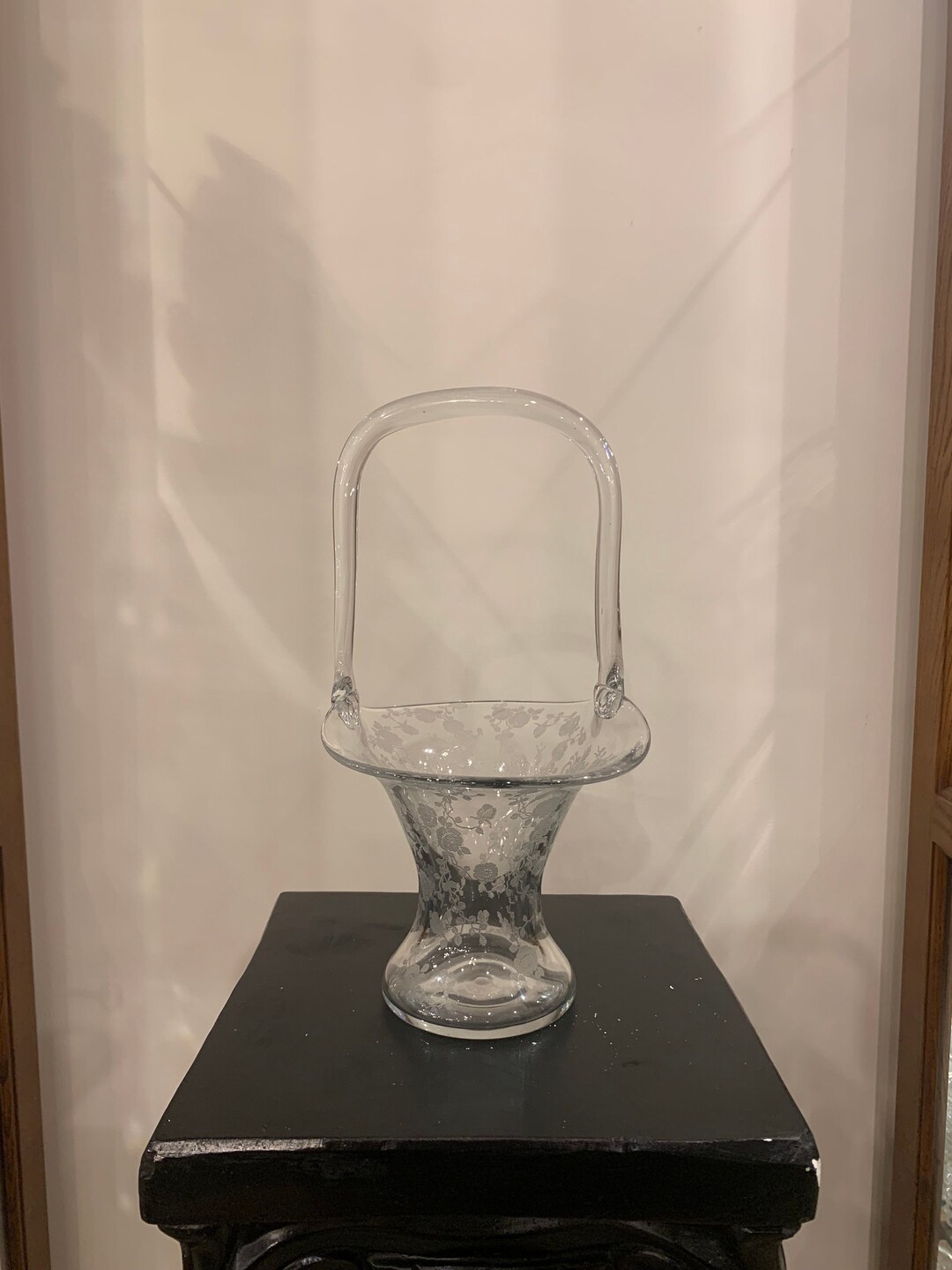Cambridge Square Handled Basket With Rose Point Etch - Etsy