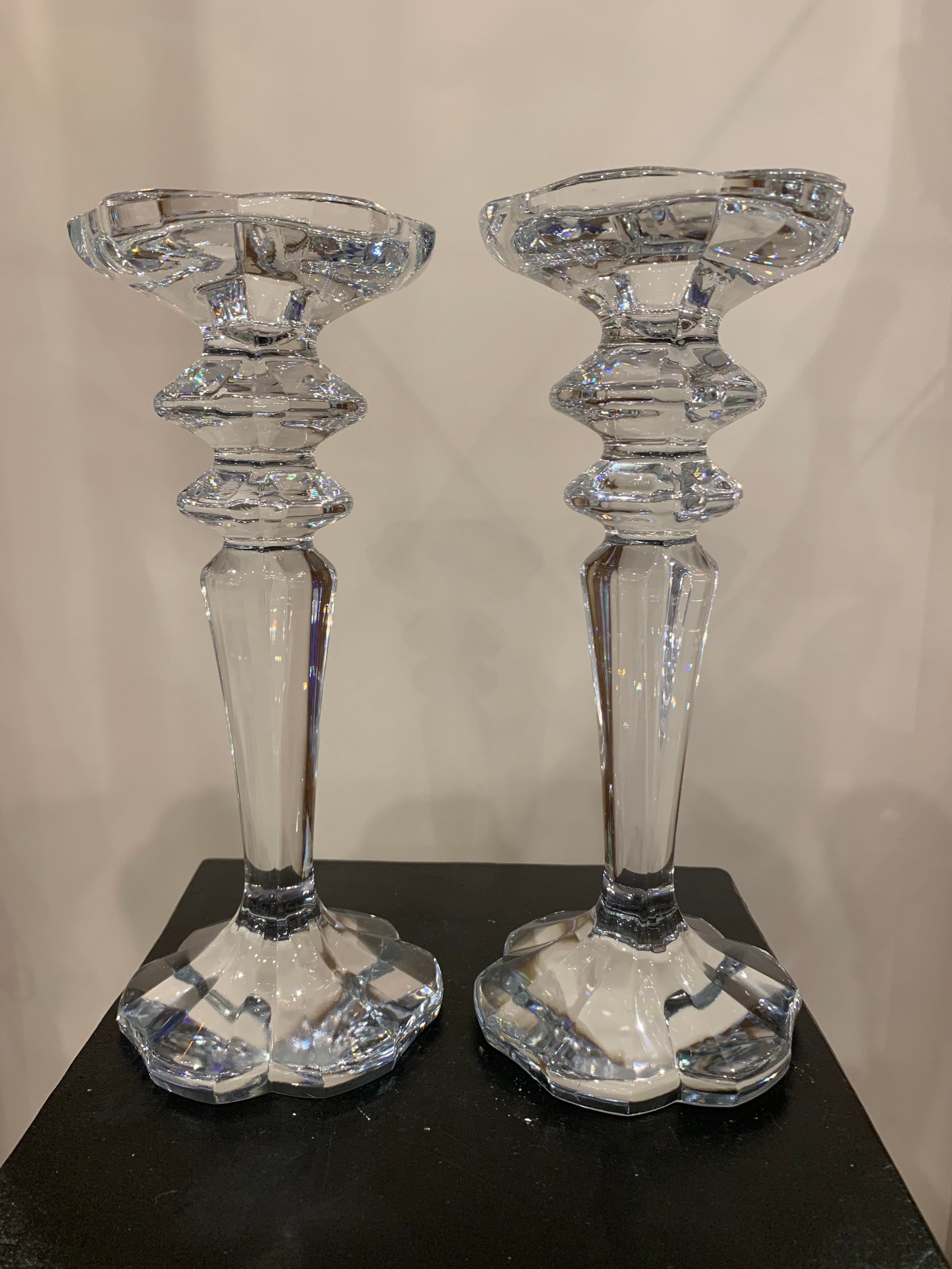 Elegant Crystal Colonial Candlesticks, 10" - Etsy