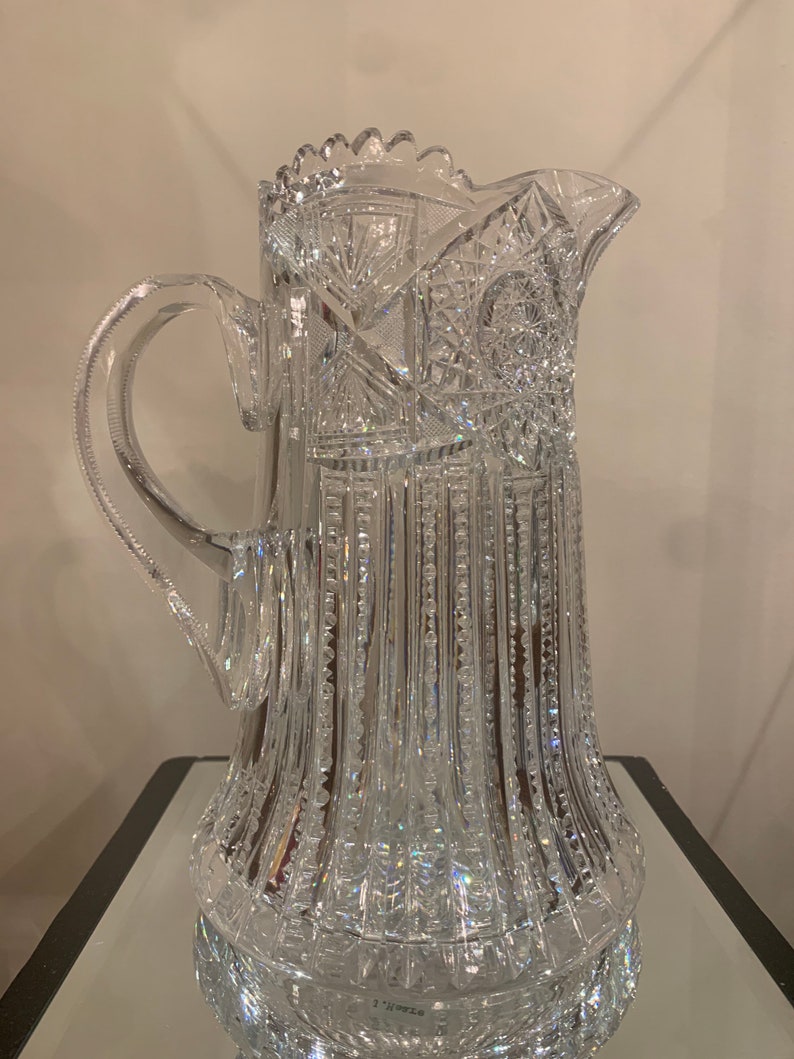 Vintage American Brilliant Cut Glass J. Hoare Hayden Pitcher - Etsy