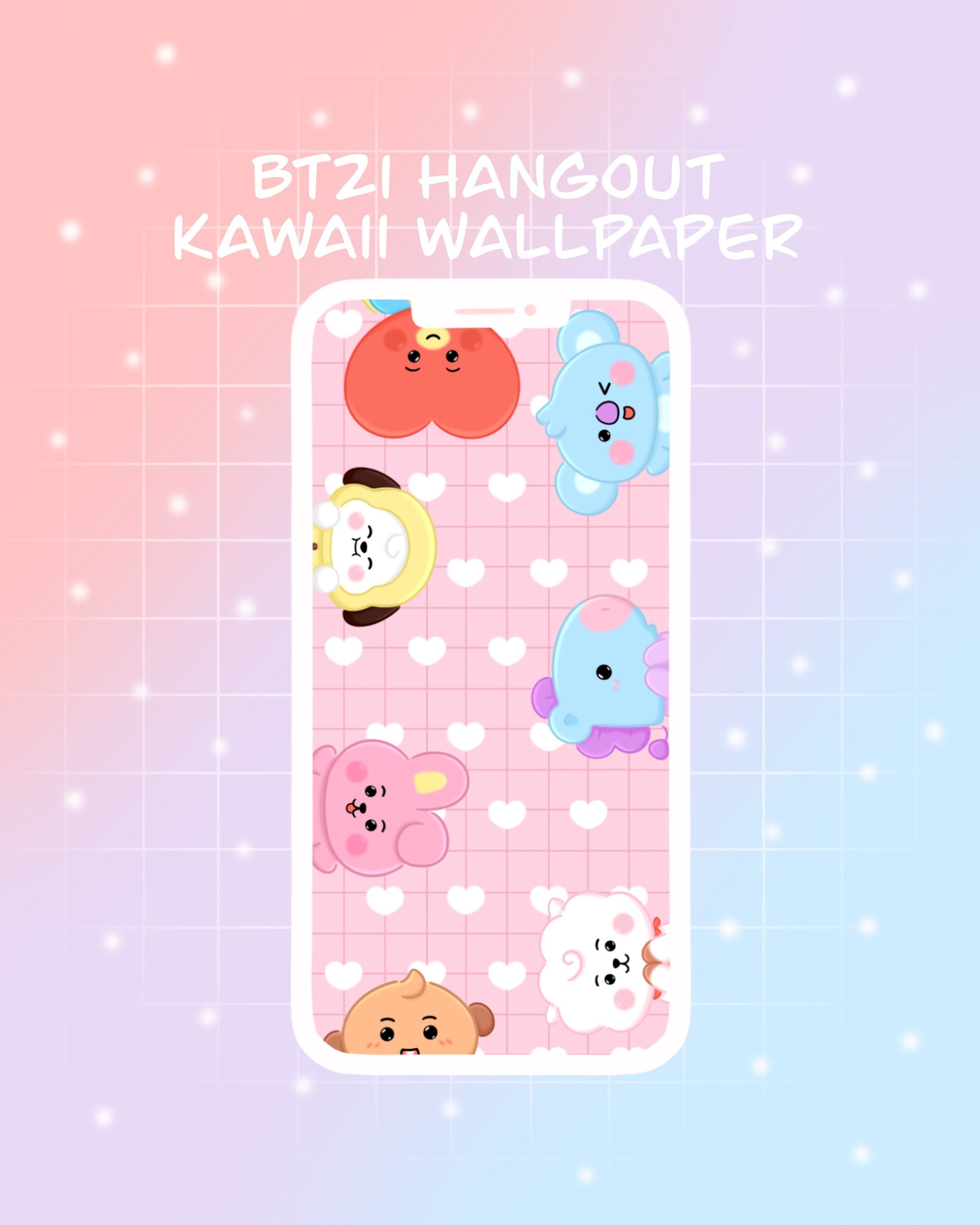 Kawaii BT21 Hangout Wallpaper for Iphones | Instant Download - Etsy