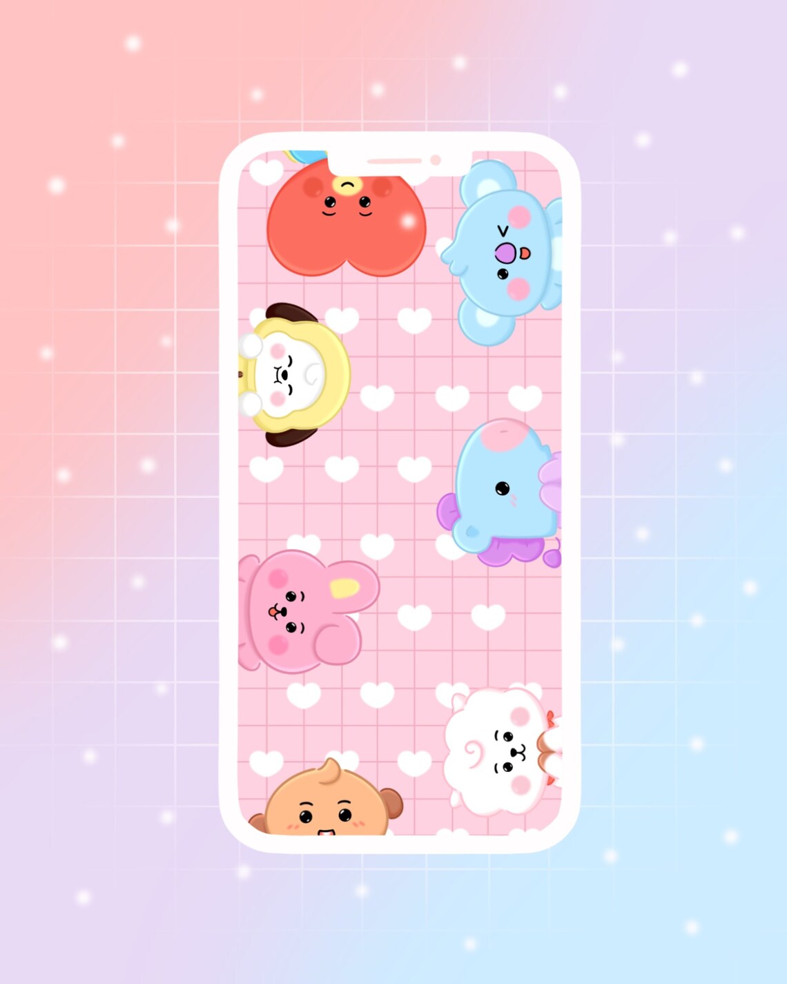 Kawaii BT21 Hangout Wallpaper for Iphones - Etsy