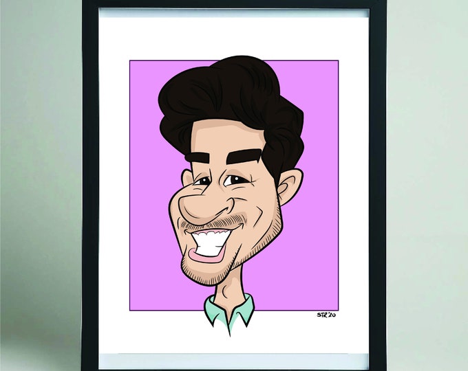 1 Person Digital Caricature From Photo. Full Colour Cartoon Style ...