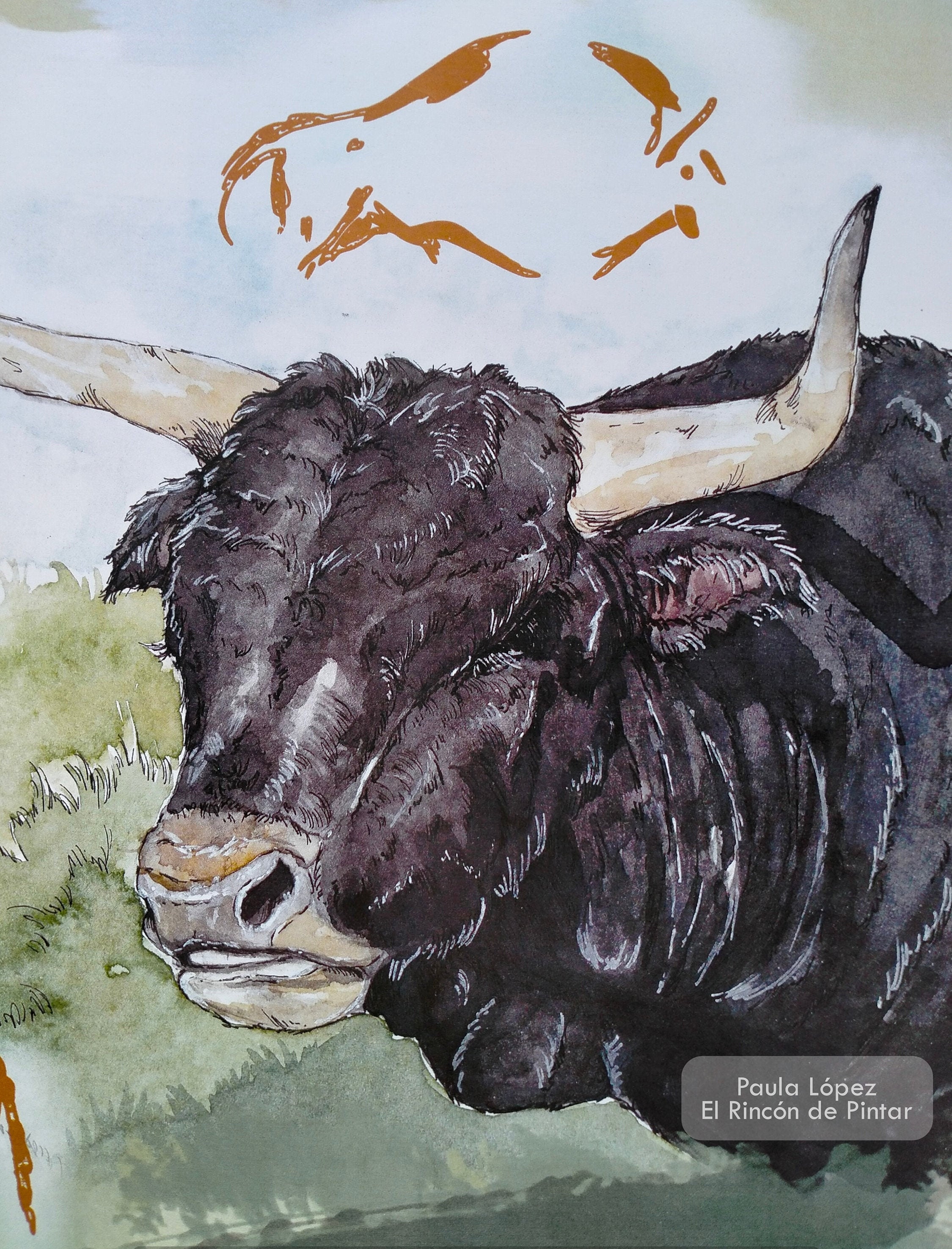 Paleolithic Bull - Aurochs (bos Primigenius) - Paleolithic Art - A4 ...