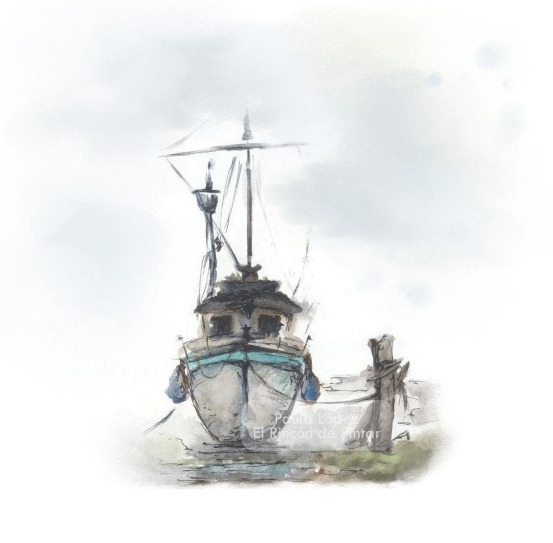 Docking - Print // Watercolor Sheet Printed on Coated Paper // A5 Print ...