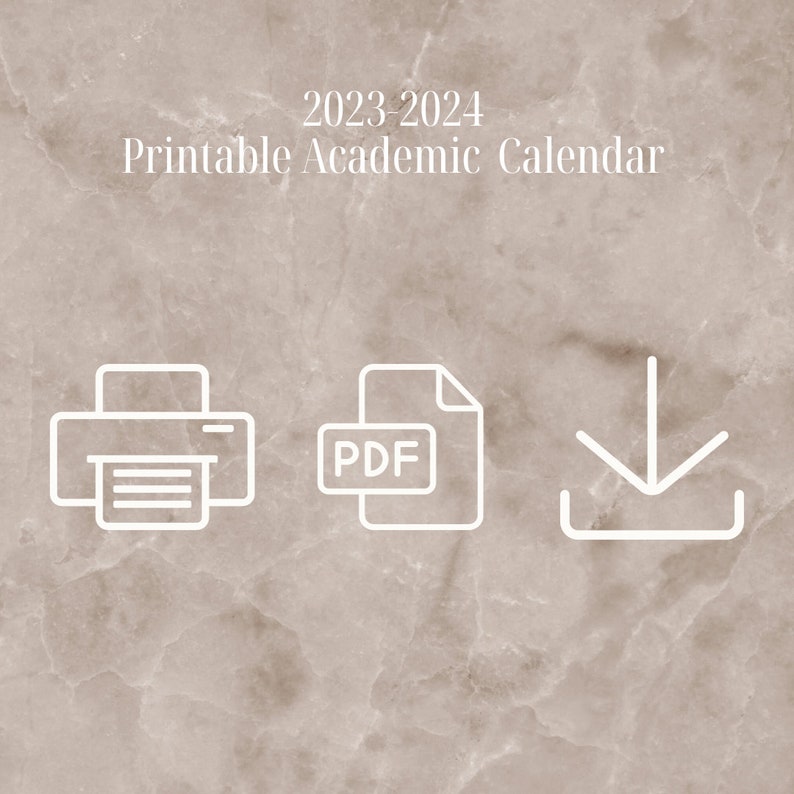 2023-2024 Monthly & Year Academic Printable Calendar - Elegant Black ...