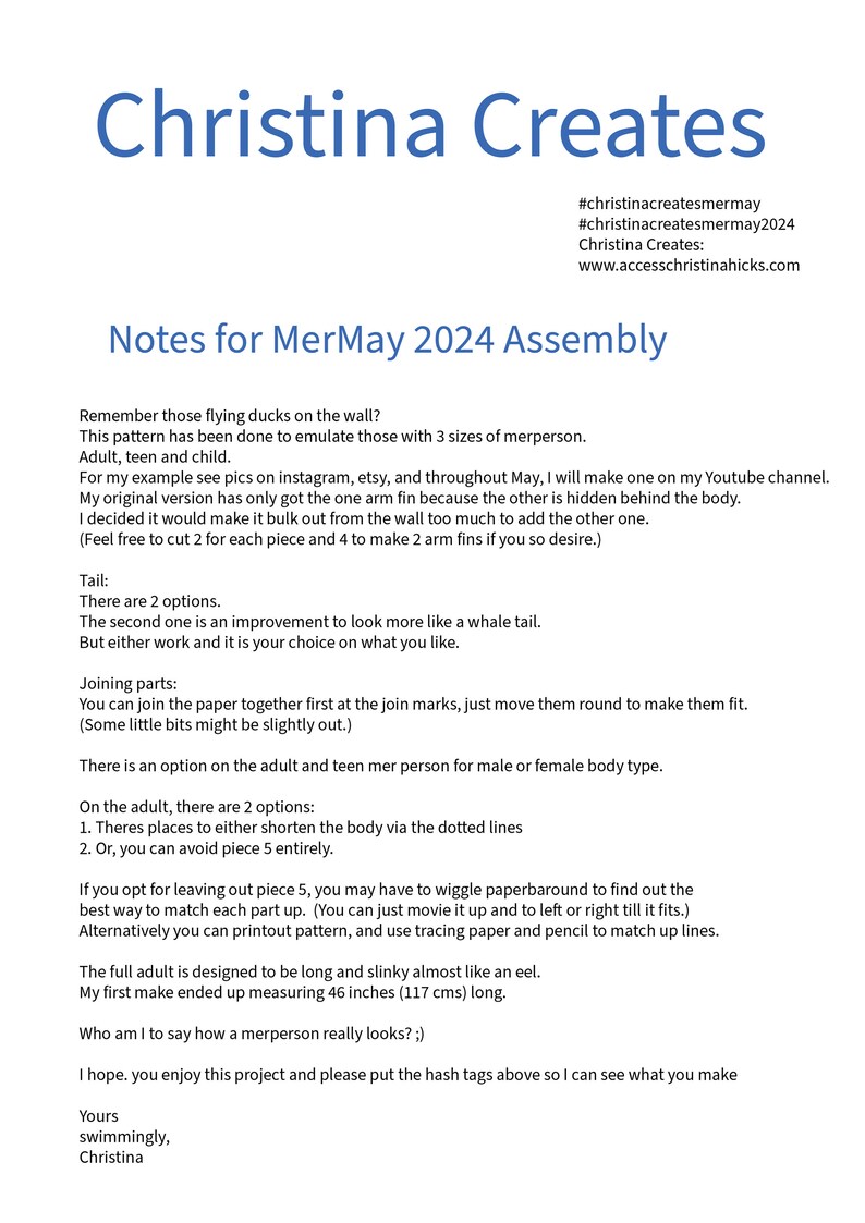 Mermay - Digital Pattern for Stitching - Multiple Sizes of Merperson ...