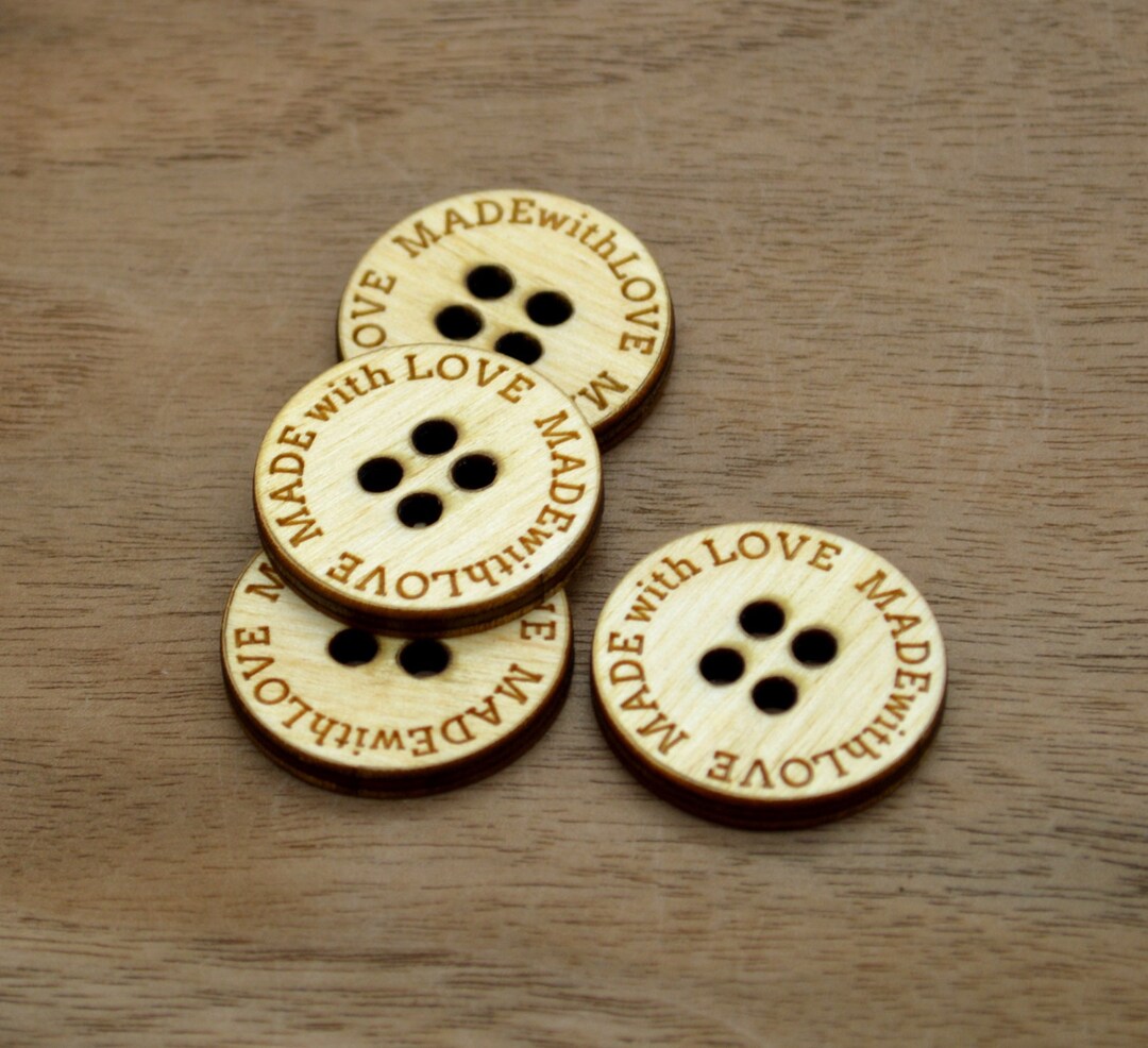 10 Buttons Made With Love Buttons 1 Size Made From Birch Plywood Laser ...