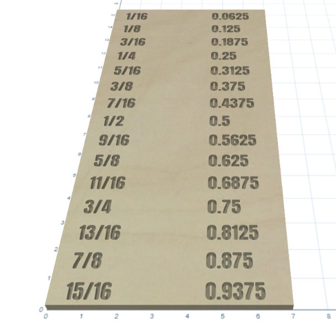 CNC Fraction to Decimal Conversion Chart | Etsy