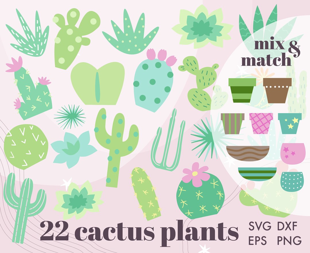 Cactus Svg Png Eps Dxf, Cute Cactus Clipart, Succulent Cacti Svg ...