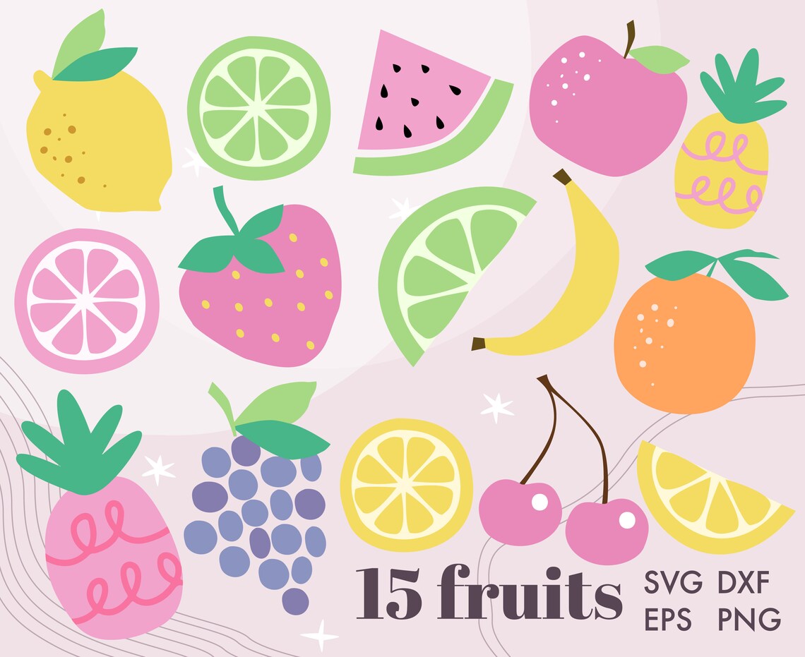 Fruit SVG Bundle Fruit Clip Art Tropical Fruit Svg Eps Dxf | Etsy
