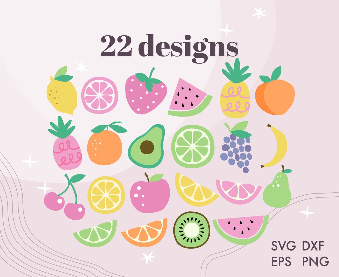 Fruit SVG Bundle Fruit Clip Art Tropical Fruit Svg Eps Dxf - Etsy