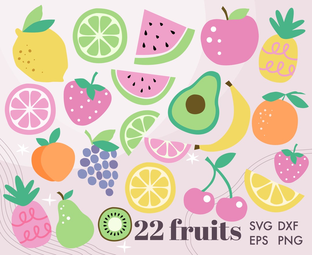 Fruit SVG Bundle, Fruit Clip Art, Tropical Fruit Svg Eps Dxf Png, Fruit ...