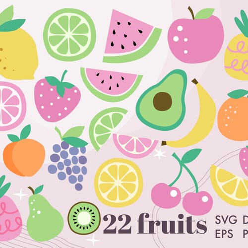 Fruit SVG Bundle Fruit Clip Art Tropical Fruit Svg Eps Dxf - Etsy