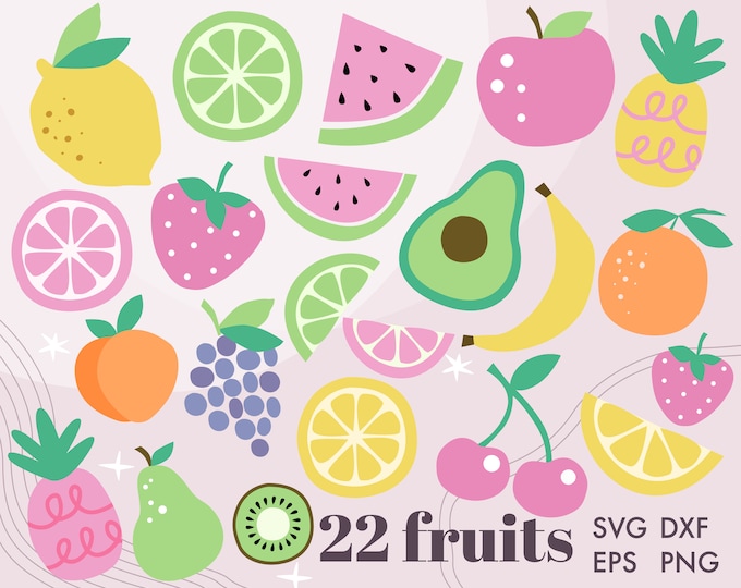 Fruit SVG Bundle, Fruit Clip Art, Tropical Fruit Svg Eps Dxf Png, Fruit ...
