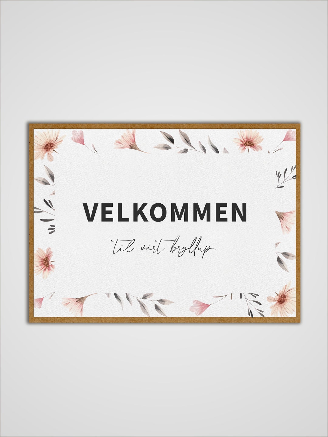 Velkommen-skilt, Bryllup, Blomster, Rosa, Printable - Etsy