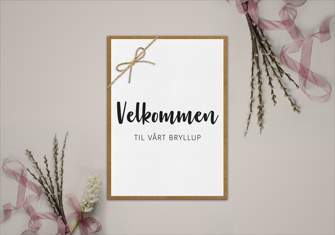 Velkommen-skilt, Bryllup, Norsk Design, Minimalistisk, Moderne - Etsy