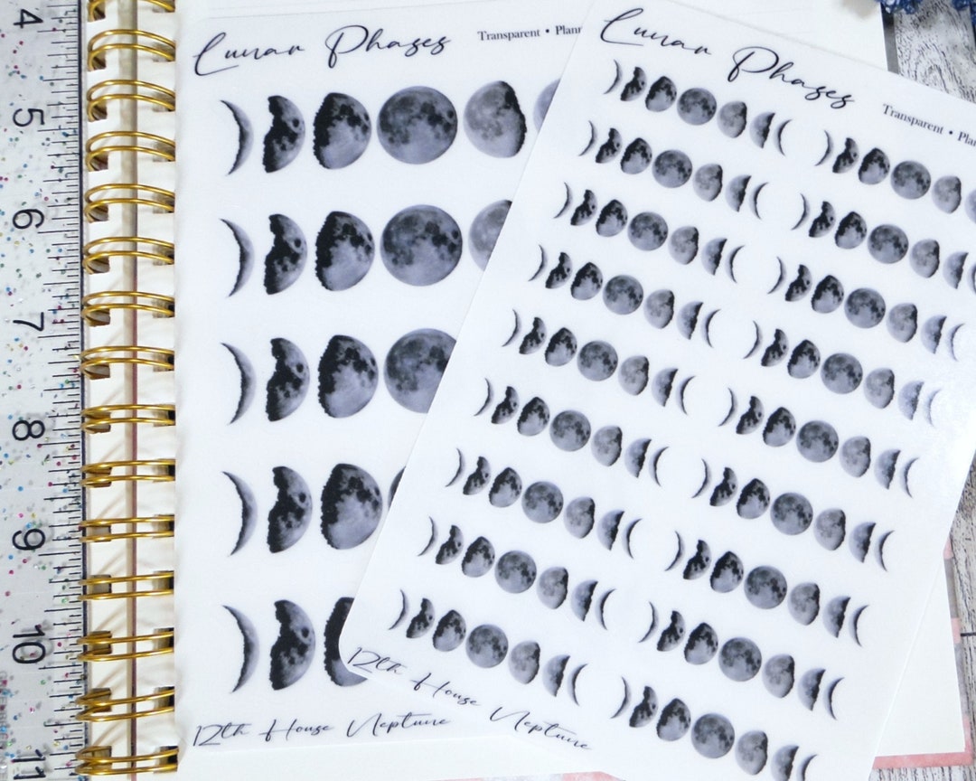 Lunar Phases Transparent Clear Moon Stickers Moon Planner Lunar ...