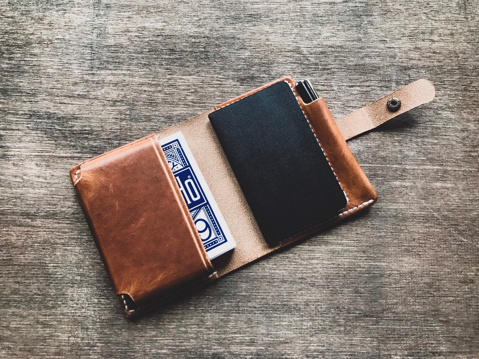 Leather Playing Card Holder and Notebook - Etsy
