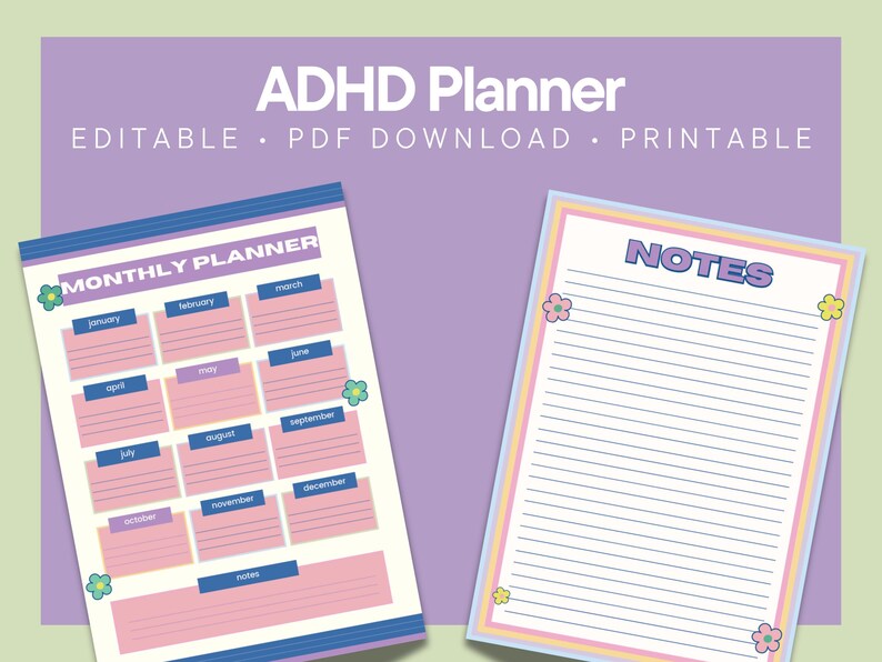 ADHD Planner Printable PDF | Simple Organization Tool | Minimal Daily ...