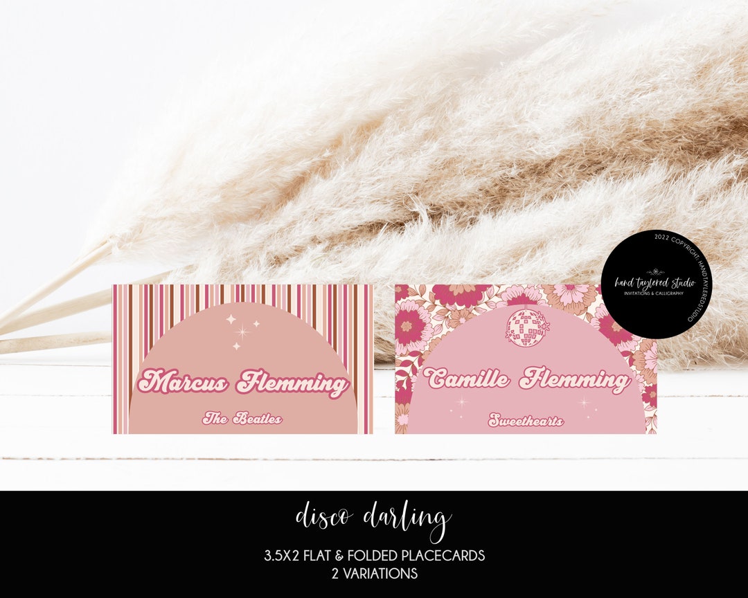 DISCO DARLING Place Card Template Boho Disco Place Card Template Retro ...