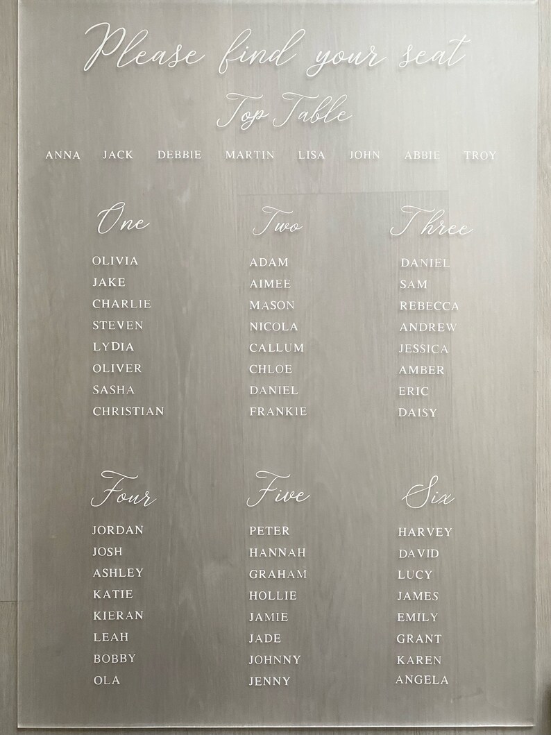 Acrylic Wedding Seating Chart - Etsy UK