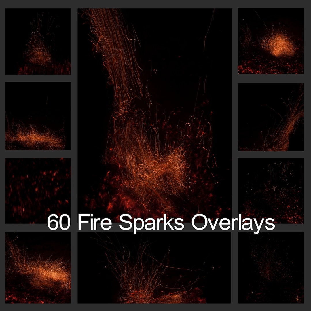 60 Fire Sparks Photo Overlays: Bonfire Photography Effects (digital ...