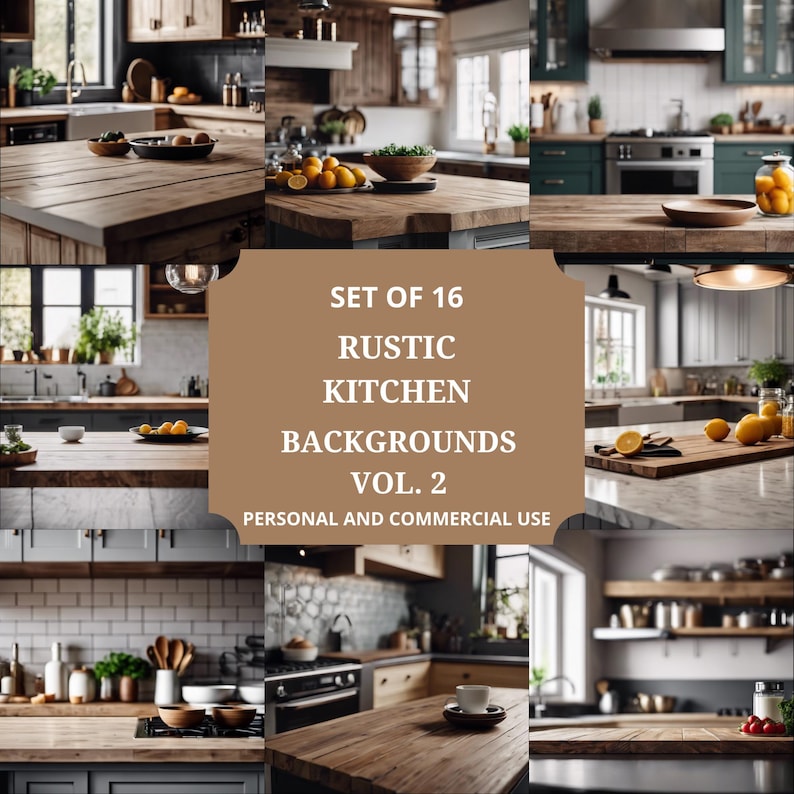 Rustic Kitchen Mockup Backgrounds: Farmhouse Style (digital Download ...
