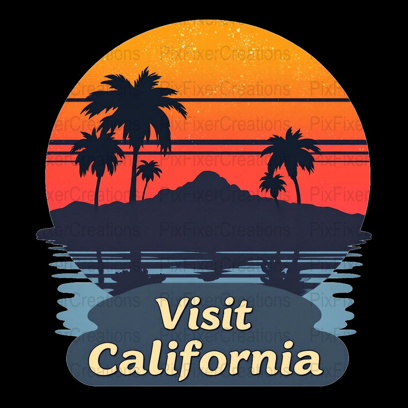 Visit California Sunset Art Print, Vintage Retro Travel Poster ...