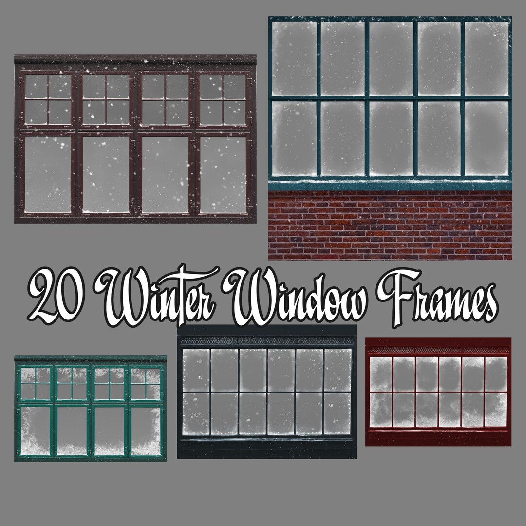 20 Winter Window Frames Overlays for Photoshop, Window Overlay ...