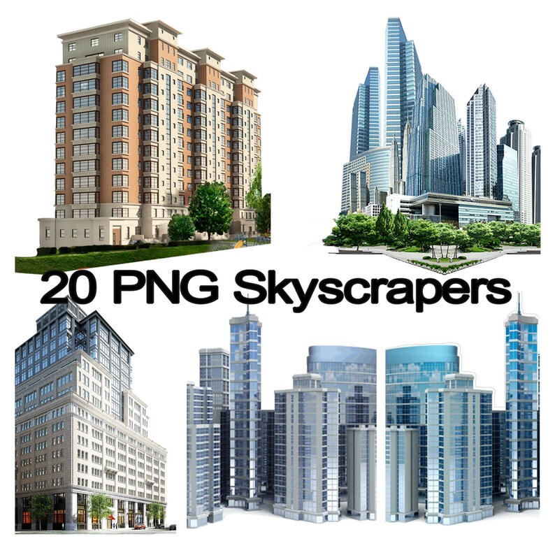 20 PNG Buildings Skyscraper Overlays With Transparent Backgrounds ...