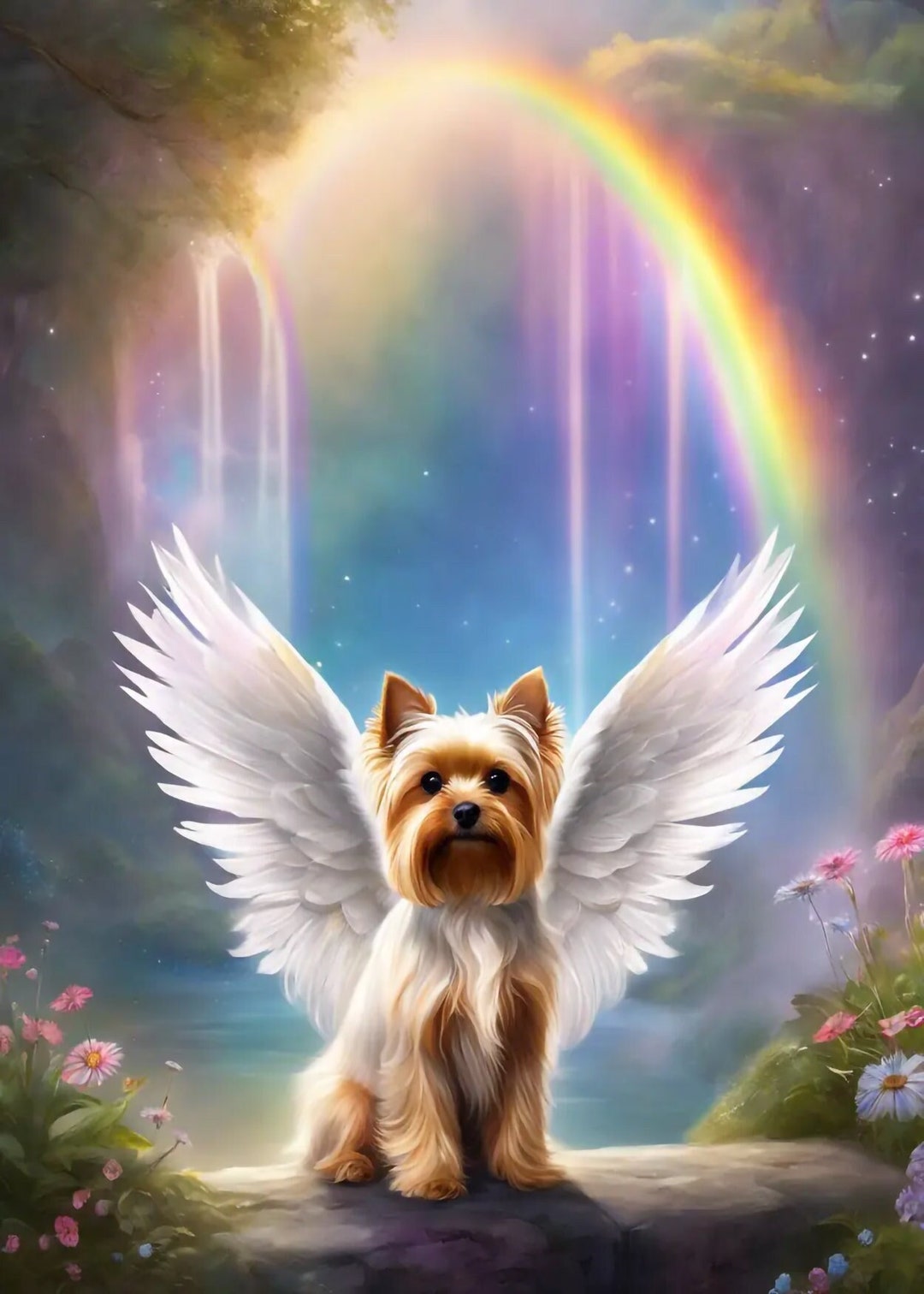 Rainbow Bridge Yorkie Art: Angel Dog Memorial (digital Print) - Etsy