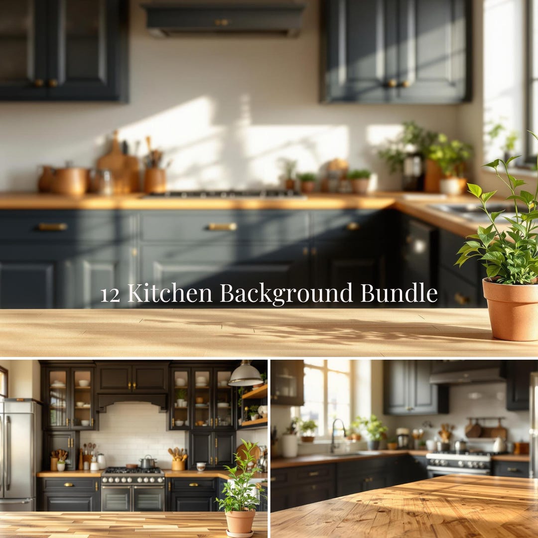 12 Vintage Kitchen Mockup Backgrounds | Digital PNG Bundle for Canva ...