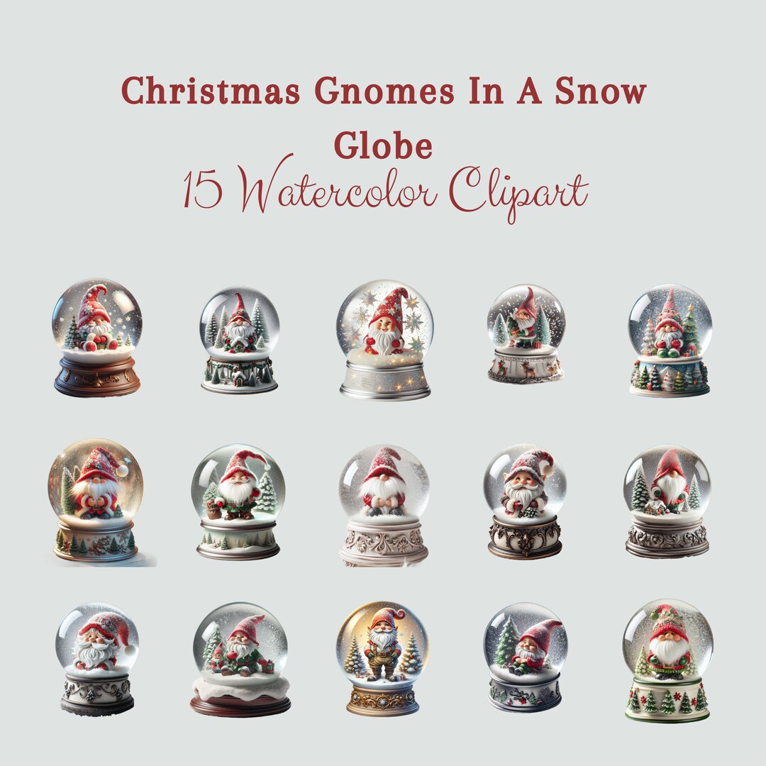 Christmas Gnomes Inside of A Snow Globe Clipart, Christmas Clipart ...