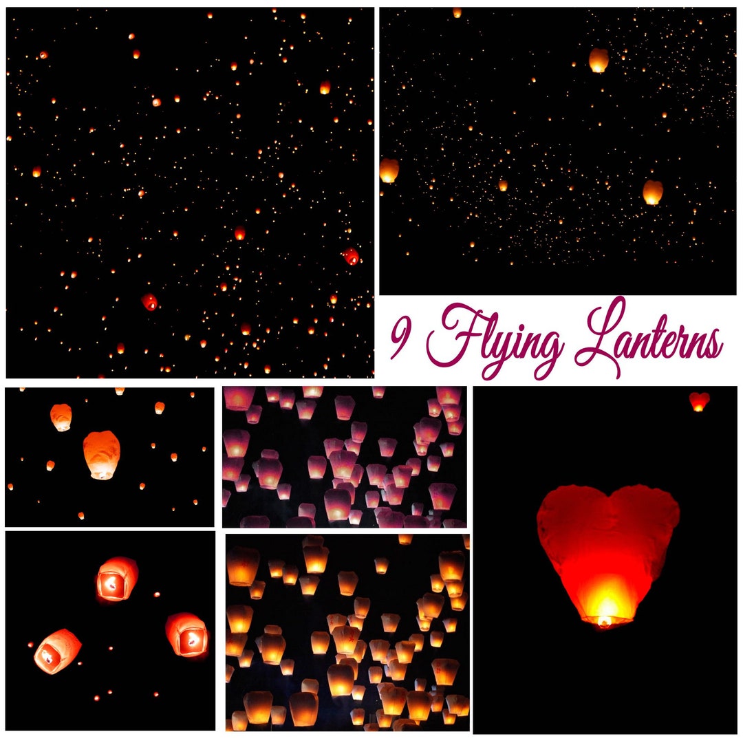 Flying Lantern Light Overlays for Photoshop, Lantern Lights, Light ...