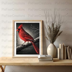 Red Cardinal Bird Art Print: Nature Illustration (digital Download) - Etsy