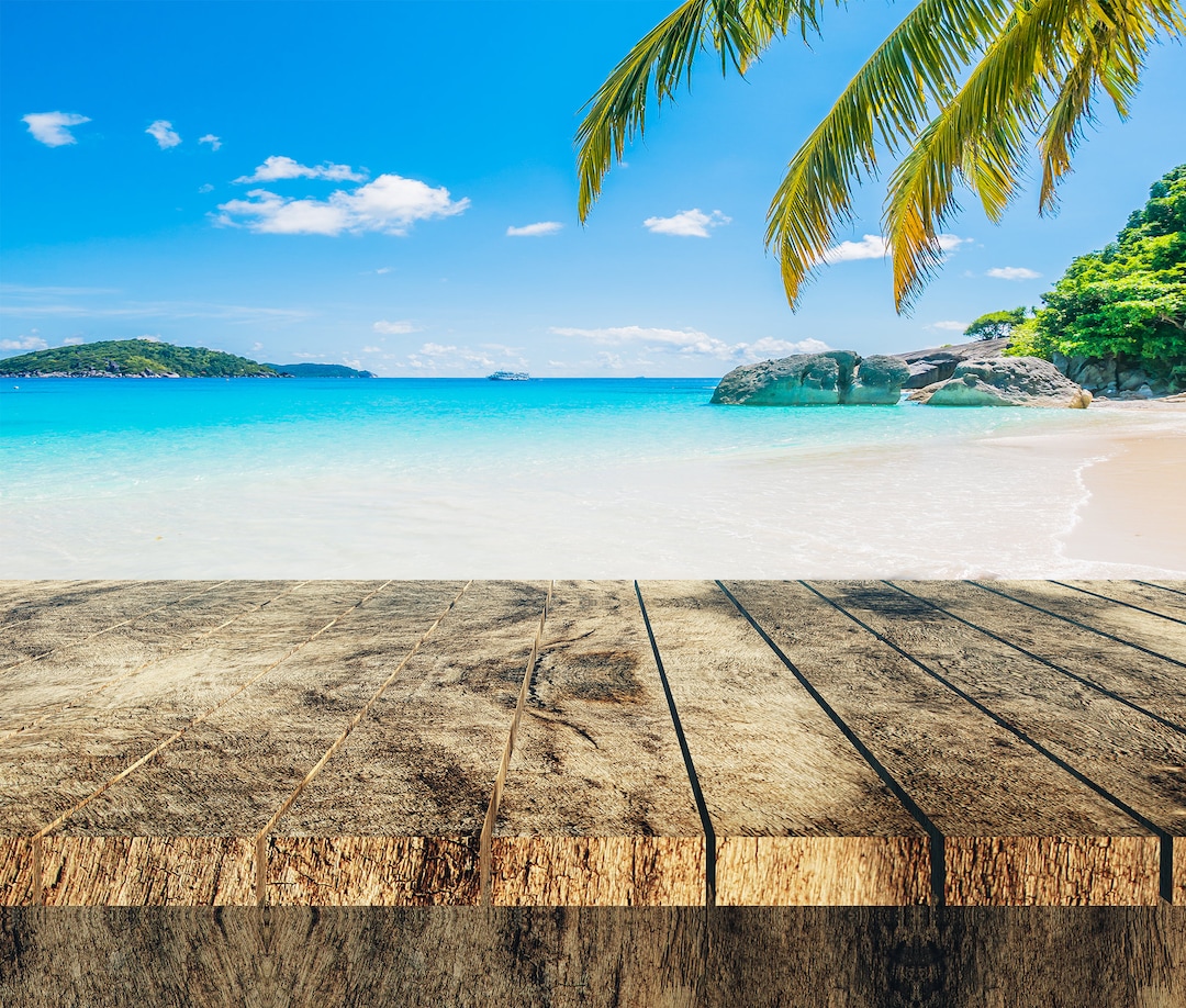 Beach Scene Mockup: Wood Shelf Background (JPEG) - Etsy