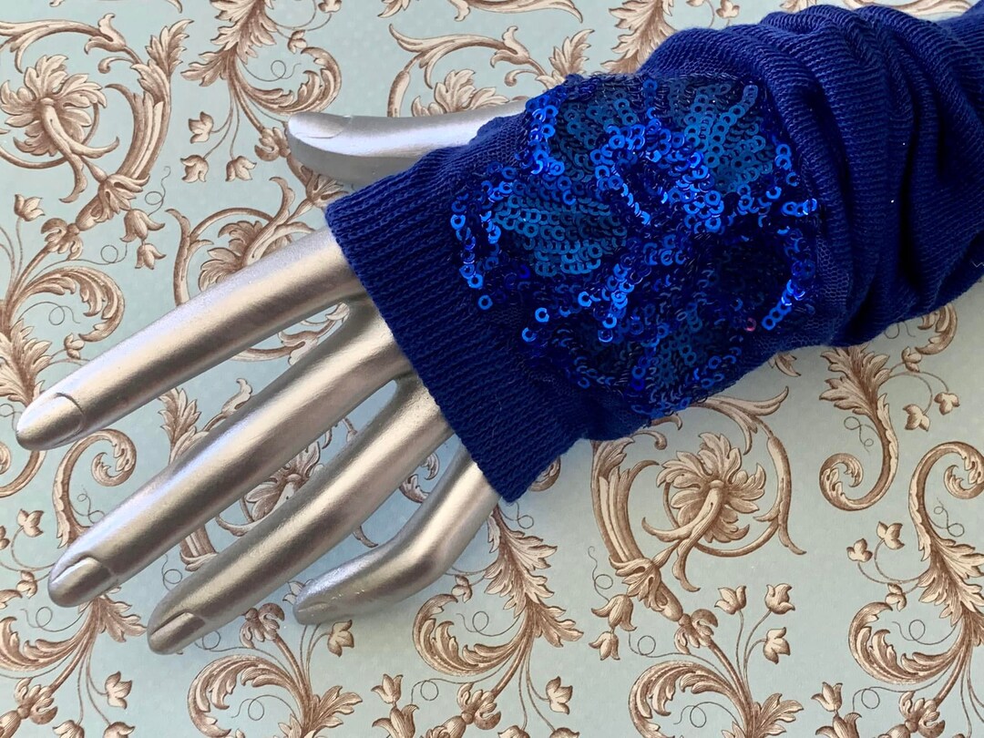 Royal Blue Beaded Arm Warmers - Etsy