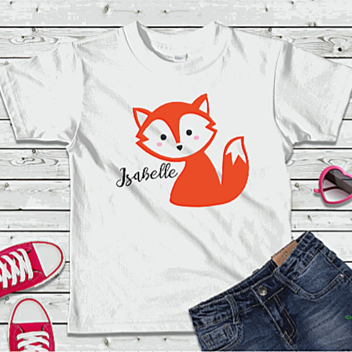 Girls fox shirt with name/fox shirt/birthday shirt for | Etsy