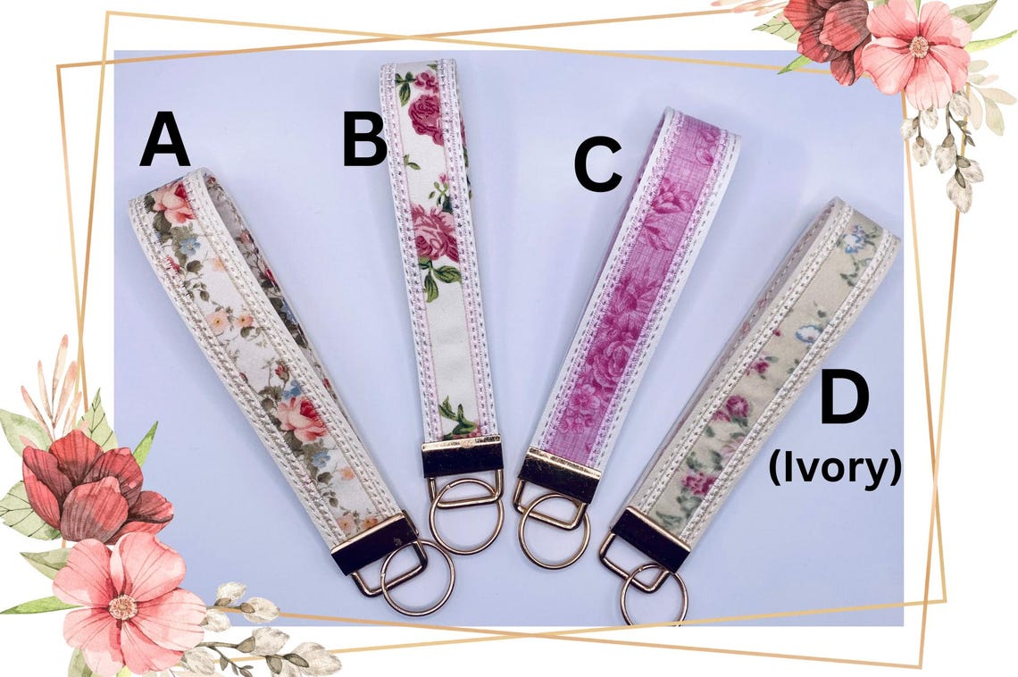 Coquette Key Wristlet/coquette Key Fob/vintage Floral Keychain/floral ...