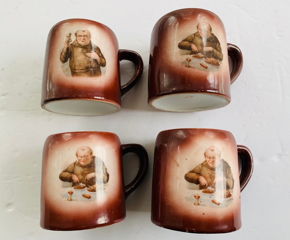 Antique Mugs 1880s German Monk Set of Four - Etsy