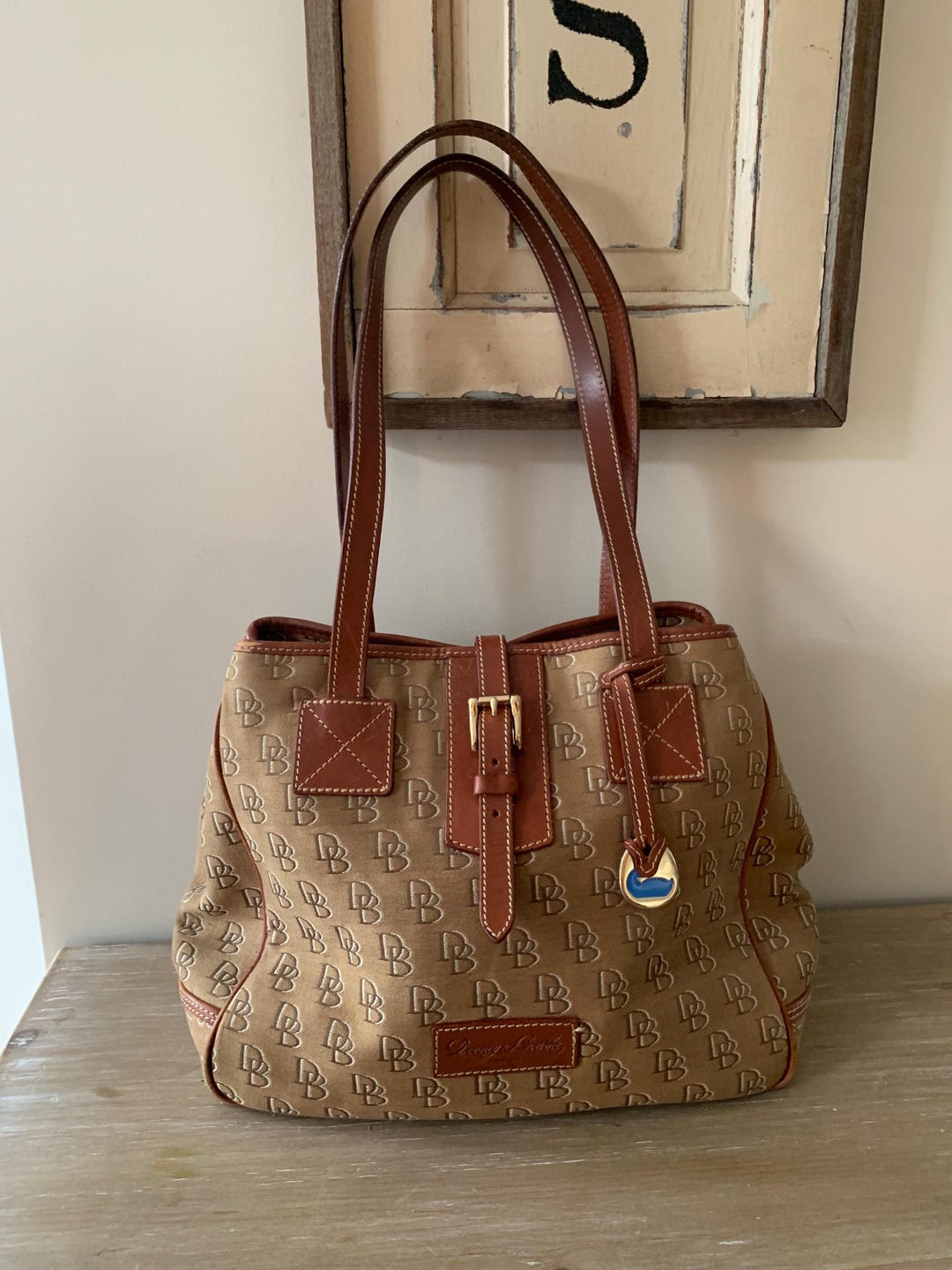 Vintage Dooney and Bourke Logo Handbag With Leather Trim - Etsy